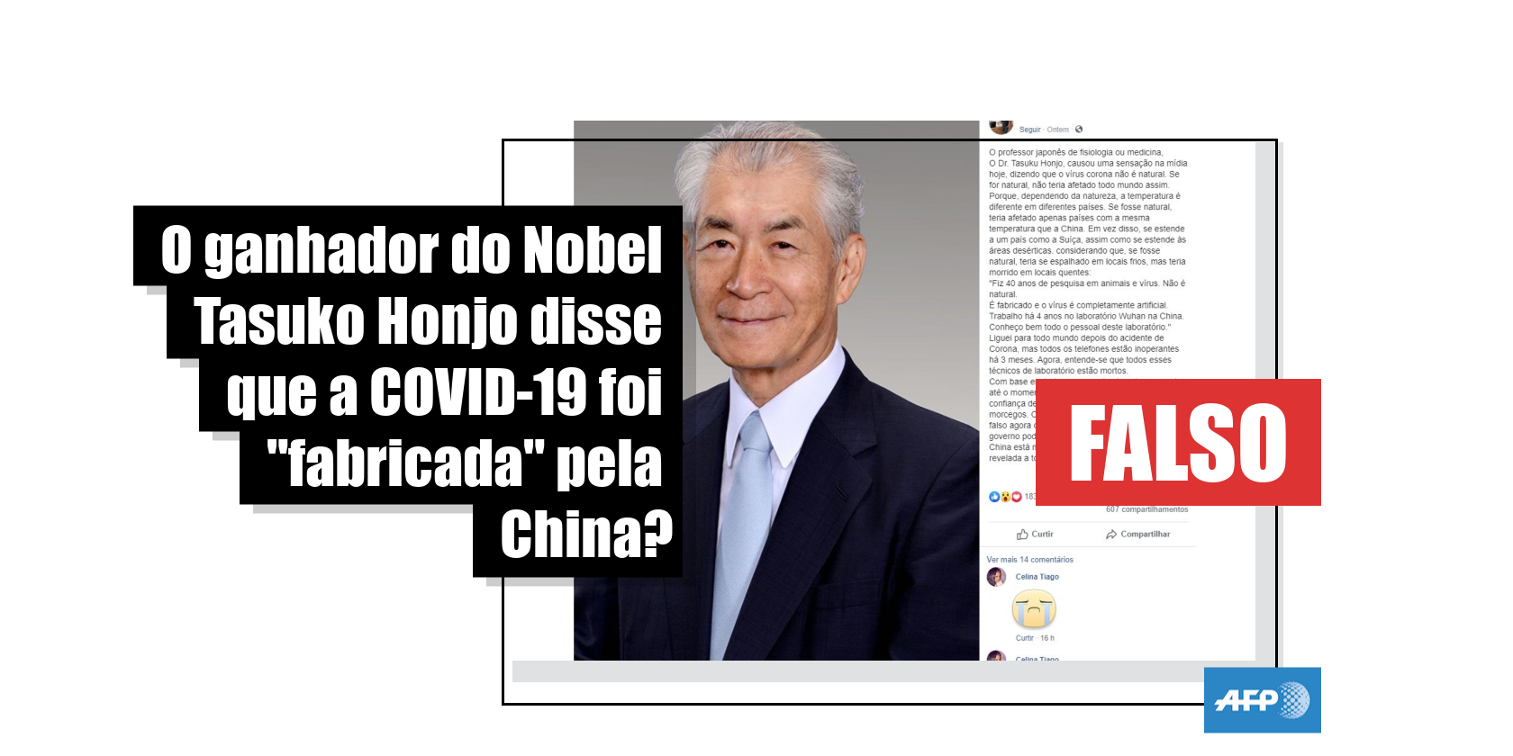 O Nobel de Medicina Tasuku Honjo nega ter dito que o novo coronavírus ...