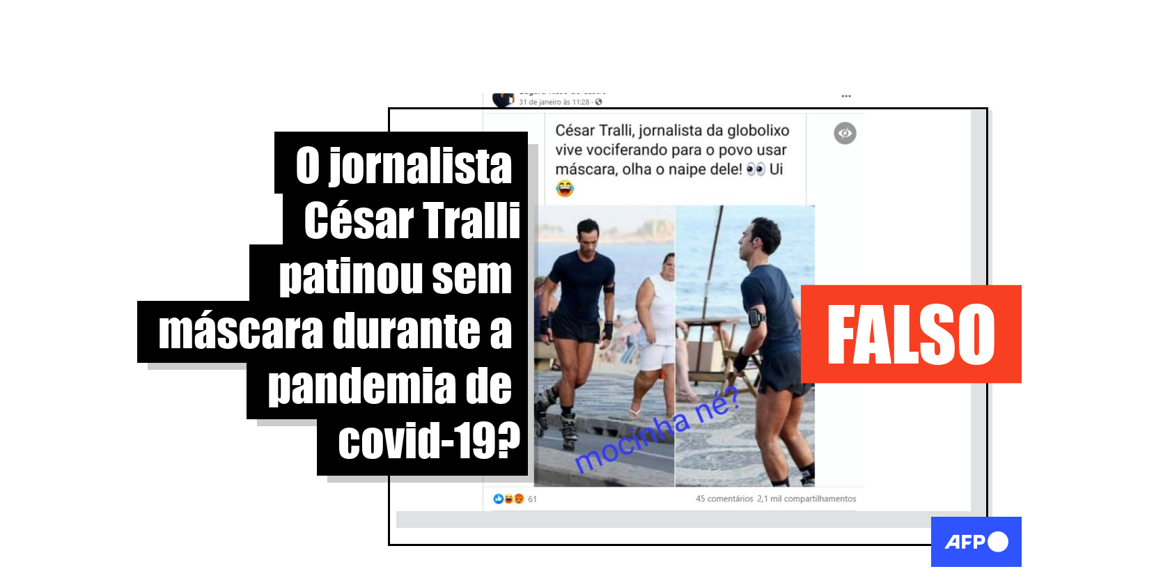 As fotos do jornalista César Tralli patinando sem máscara são de 2014 ...