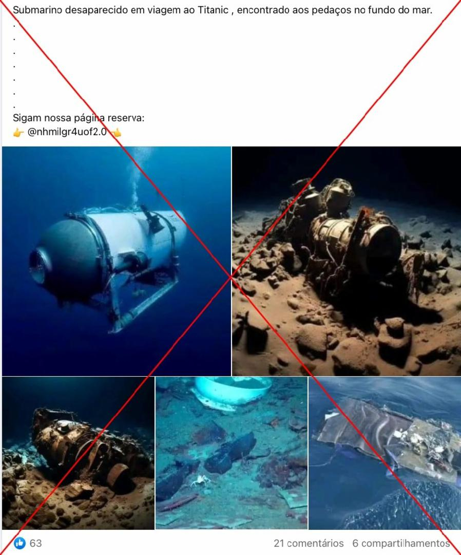 Estas fotos não mostram os restos do submersível Titan após sua ...