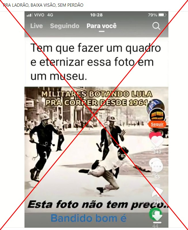 É uma montagem a foto que mostra Lula correndo de militares durante a ...